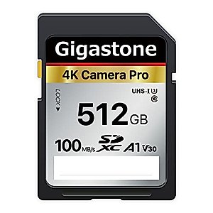 Gigastone 512GB SD Card V30 SDXC Memory Card High Speed 4K Ultra HD UHD Video Compatible with Canon Nikon Sony Pentax Kodak Olympus Panasonic Digital Camera, with 1 Mini case