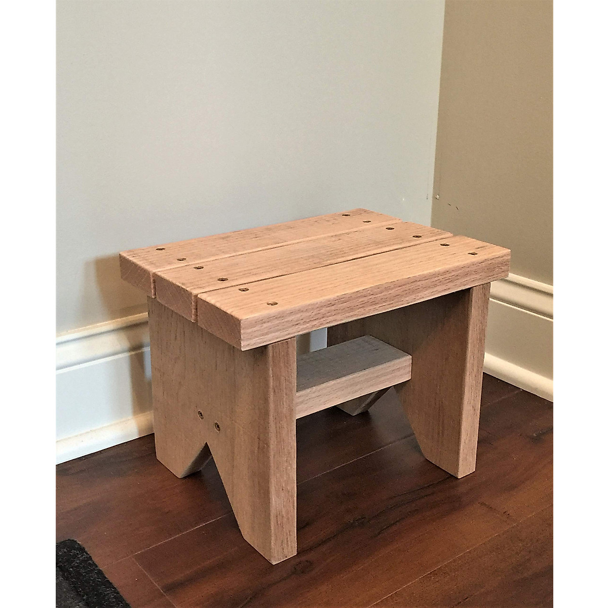 Classic Amish Reclaimed Wood Stool. Natural, Rustic, Solid. Versatile Home Decor Piece. Handmade in USA. Step/Sitting/Footstool/Plant Stand.