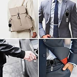 20 Pack Retractable Badge Holder with Carabiner Reel Clip, Bulk ID Card Key Holder with Ring, Heavy Duty Black Key Chain Extender for Office Work Employee