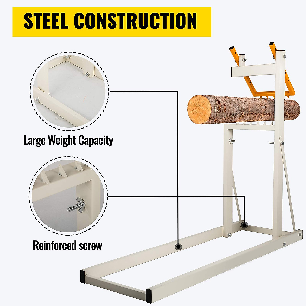 VEVOR Logging Saw Horse Durable Steel Log Sawhorse, Foldable Log Cutting Stand with Sharp Claws and Adjustable Height, Horse Stands for Cutting Wood, Space-Saving Sawbuck, Easy to Assemble and Carry