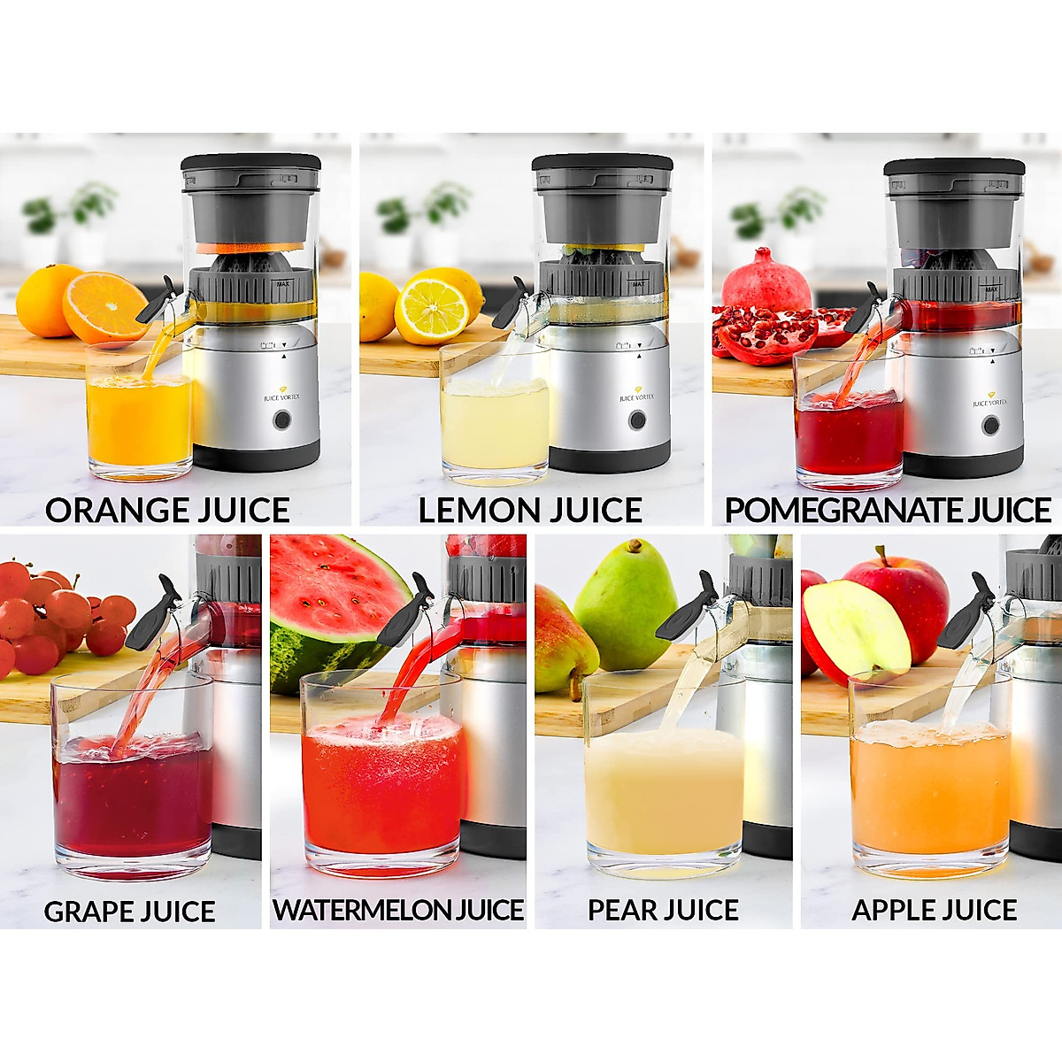 Zulay Kitchen Juice Vortex Lemon & Orange Juicer - Electric Citrus Squeezer & Presser - Rechargeable Juicer Machine - Wireless Portable Juicer - USB Charger & Cleaning Brush Included (Black/Silver)
