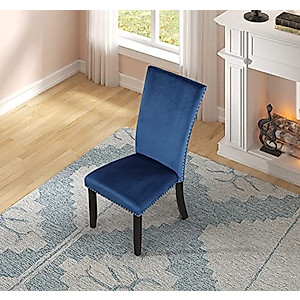 Melpomene Premium 7-Piece Dining Table Set with One 70" L Faux Marble Dining Rectangular Table and 6 Upholstered-Seat Chairs for 6, for Dining Room and Living Room Furniture (Blue)