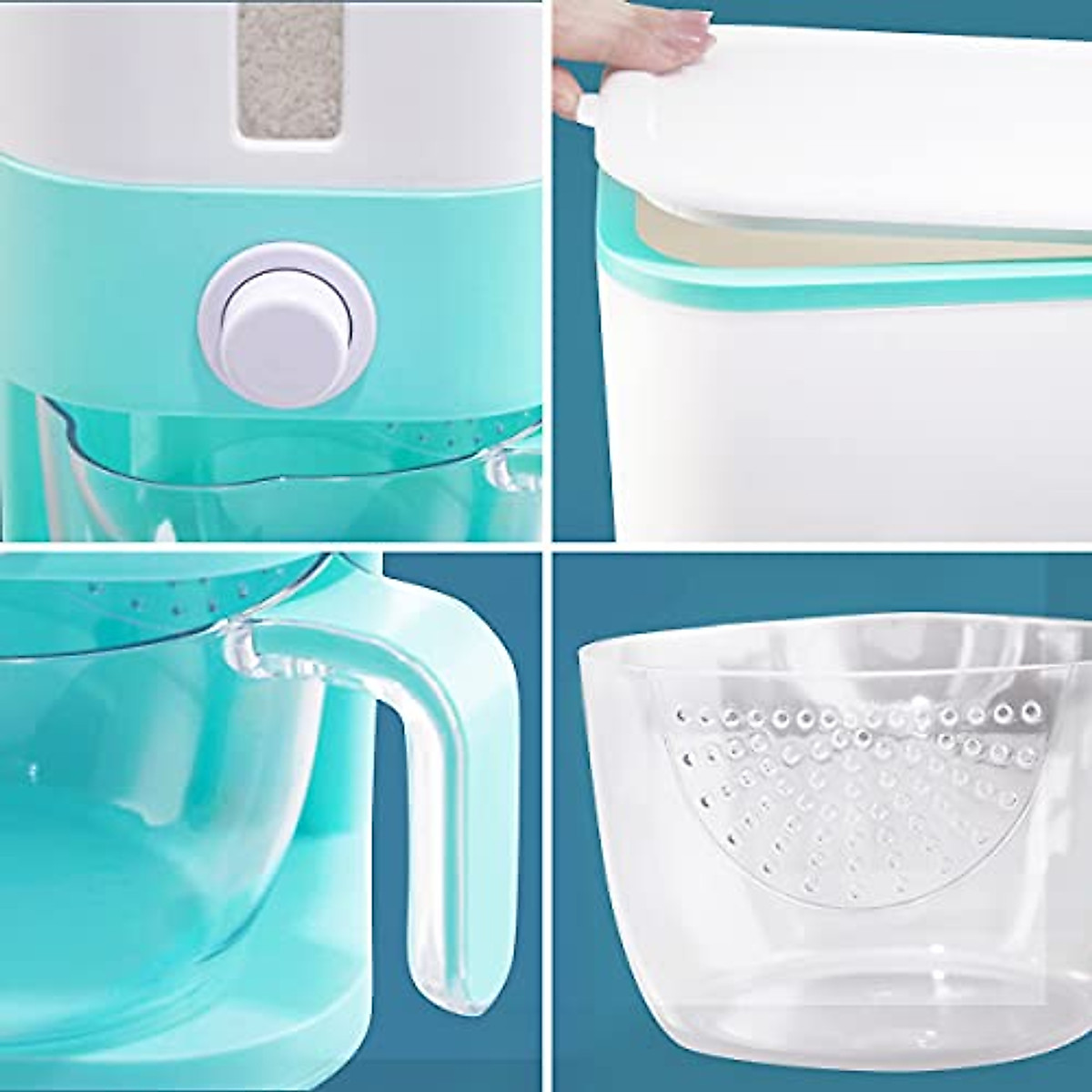 SUT 22.5 Lbs Rice Dispenser, Moisture Proof Storage Container, Large Cereal Dry Food Storage Box with Lid, Measuring Cylinder Cereal Dispenser, Household Sealed Grain Container for Kitchen