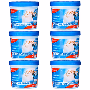 Vacplus Moisture Absorbers Dehumidifier Bucket -Unscented for Closet, Highly Absorbent for basements, bathrooms, boats, RVs, 10.5 OZ Replaceable, 6 PACK