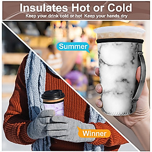 30 Pcs Reusable Iced Coffee Sleeve for Cold Beverages Cups Reusable Neoprene Insulator cup Sleeve with Handle Neoprene Holder Suitable for Hot And Cold Coffee or Ice Drink Fits 16-32oz Cups