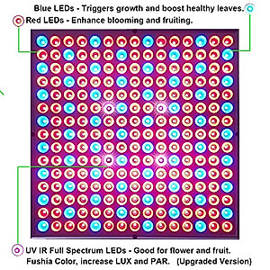 i-Venoya 75W LED Grow Light for Indoor Plants Growing Lamp 225 LEDs UV IR Red Blue Full Spectrum Plant Lights Bulb Panel for Hydroponics Greenhouse Seedling Veg and Flower