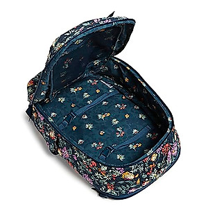 Vera Bradley Women's, Cotton Large Travel Backpack Travel Bag, Fresh-cut Floral Green, One Size