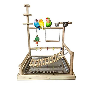 WYunpets Bird Perch Platform Stand Wood Bird Playground for Small Animals Parrot Parakeet Conure Cockatiel Budgie Gerbil Rat Mouse Chinchilla Hamster Cage Accessories Exercise Toys Sector
