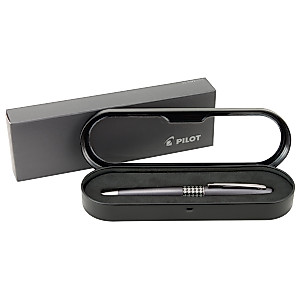PILOT MR Retro Pop Collection Ballpoint Pen in Gift Box, Gray Barrel with Houndstooth Accent, Medium Point Stainless Steel Nib, Refillable Black Ink (91425)