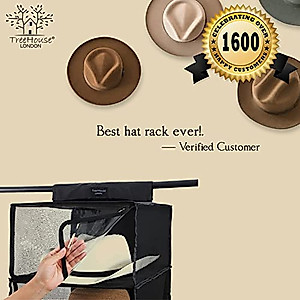 TreeHouse London Cowboy Hat Rack Storage with Dust Cover - XL 6 Shelf Hanging Hat Organizer for Men and Womens Closets - Wardrobe Hanging Cowboy Cap Hat Holder for Wide Brimmed Hats
