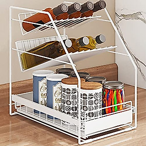 Under Sink Organizers,Kitchen Cabinet Organization,2 Tier Multipurpose Storage Rack for Kitchen Under Sink Organizer(Color : White, Size : 40x25x39cm) (Color : White)