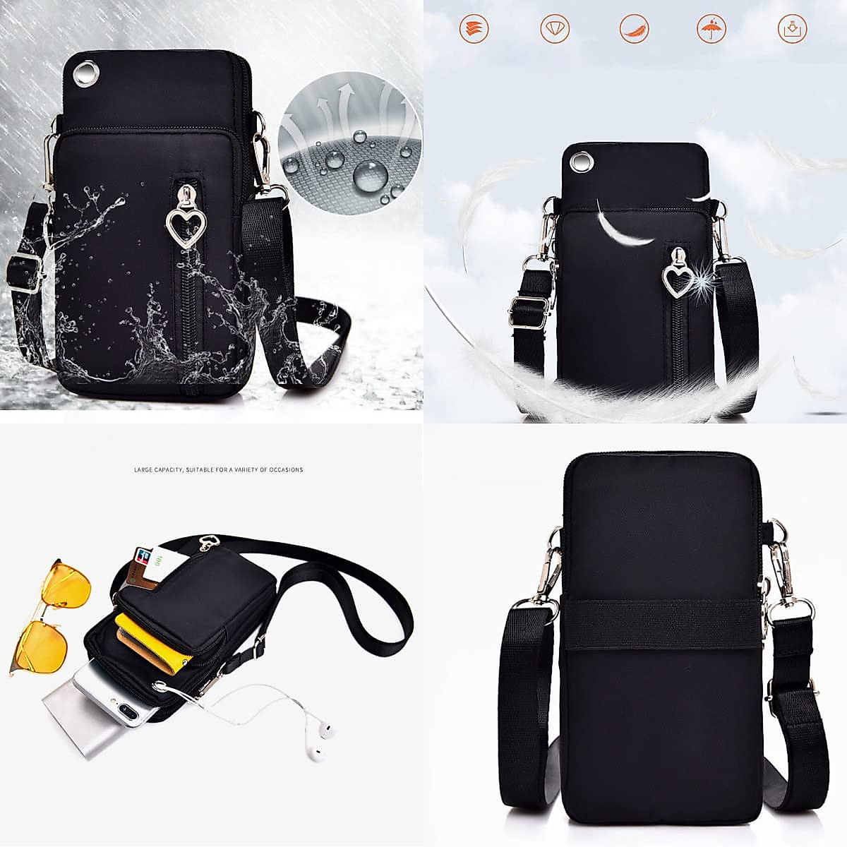Suillty Universal Mobile Phone Bag Case Wallet Outdoor Sport Arm Purse Shoulder Bag Multifunction Phone Pouch Coin Purse Crossbody Bags for Women Men