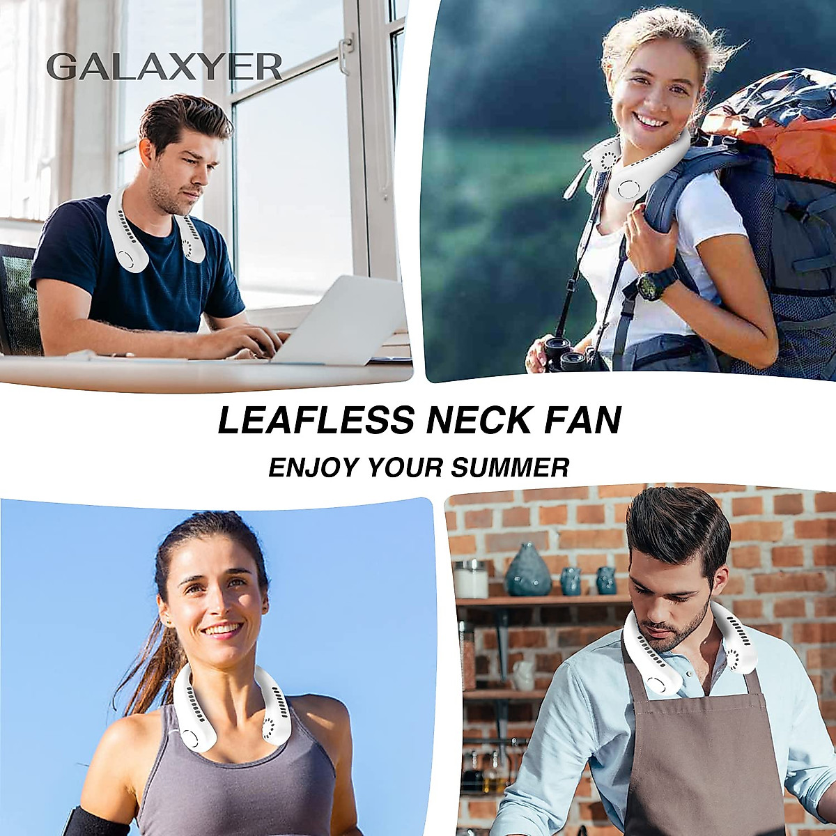 GALAXYER Neck Fan with Screen Display and 5 Speeds Levels, USB Rechargeable Bladeless Cooling Fan, Quiet Neck Cooler Personal Hanging Fan for Indoor Outdoor Travel Sports