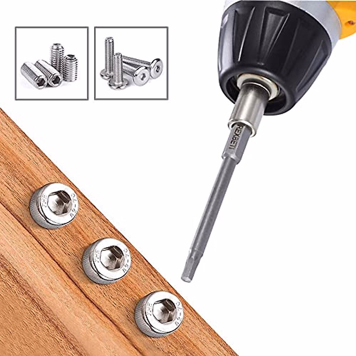 Eyech 6Pcs Allen Wrench Drill Bit Set Magnetic Inner Hexagon Head Screwdriver Bits Set with 1/4 Inch Hex Shank H2.5-H8-3.9 Inch Length