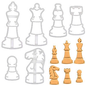 Set of 6 Chess Pieces Cookie Cutters (King, Queen, Rook, Bishop, Knight, and Pawn) - Bakerlogy