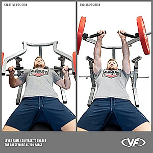 Valor Fitness BF-47 - Weight Bench Press Machine - 9 Adjustable Positions Flat Incline with Converging Arms - Plate Loaded - Chest Arm Ab Workout, Home Gym Equipment 250 LB Combined Max