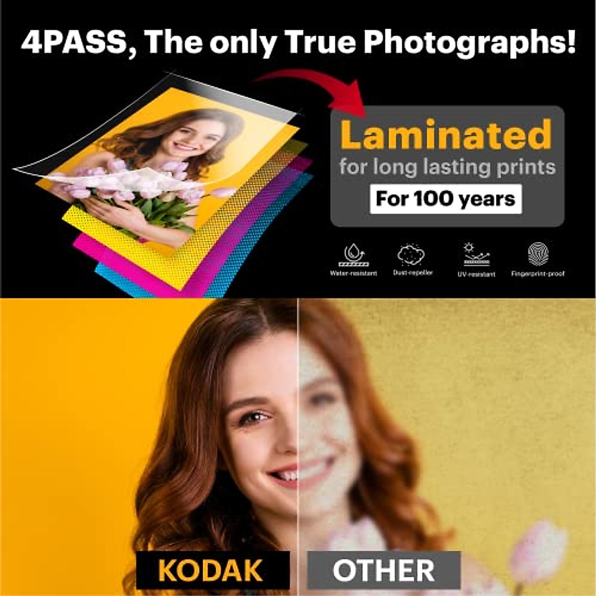 KODAK Dock Plus 4PASS Instant Photo Printer (4x6) + 90 Sheets Bundle