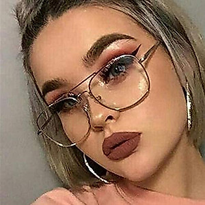 COASION Classic Non-prescription Clear Lens Eyeglasses Metal Frame Eyewear for Women Men (Gold)