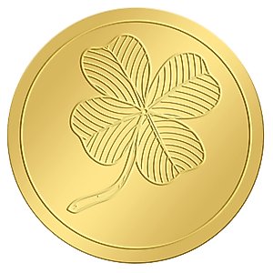 CRASPIRE 2 Inch Gold Embossed Envelope Seals Stickers Four Leaf Clover 100pcs Adhesive Embossed Foil Seals Stickers Label for Wedding Invitations Gift Packaging