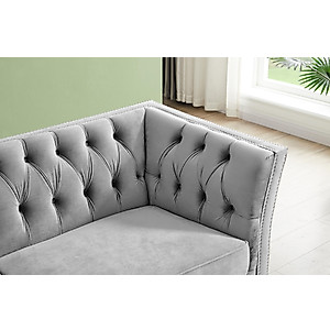 BeiXuan Modern Wood Frame Convertible Loveseat Sofa Bed,2-Seat Couch Leisure Chair with Upholstery Pillows,for Living Room/Reading/Bedroom/Apartment/Small Space,Black Velvet