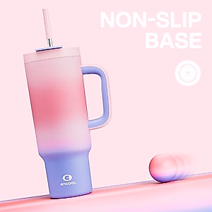 ENCOOL 40 oz Tumbler with Handle and Straw, 100% Leakproof Insulated Tumbler with Lid and Straw, Stainless Steel Travel Mug, Keeps Cold for 34 Hours, Car Cup Holder Friendly (Evening Glow)