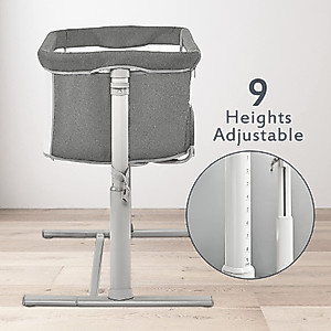 RONBEI Bassinet for Baby, Baby Bassinet Bedside Sleeper, Baby Bed to Bed, Adjustable Portable Crib for Infants, Baby Boys, Baby Girls (Light Gray)