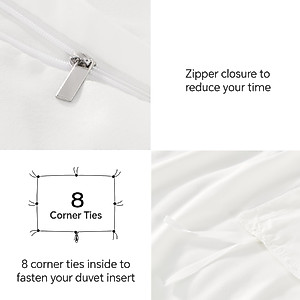 ChiXpace King Duvet Cover Off White - Comforter Cover Set Soft Brushed Microfiber King with Zipper Closure, 3 Pieces, 1 Duvet Cover (104"x90") & 2 Pillow Shams