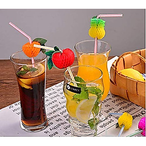 JQYXSS 50 PCS Disposable Cocktail Drinking Straws for Tropical Hawaiian Beach Cocktail Luau Birthday Party Decorations Supplies for Drinkware