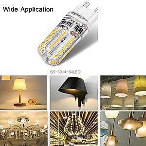 LEDGLE G9 LED Light Bulbs 3W, 30W Halogen Equivalent, 3000K 250LM 64LEDS Warm White Light, Non-dimmable, Flicker Wide Beam Angle Light G9 Base for Home Lighting (6pcs)