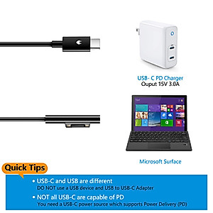 Surface Connect to USB C Charging Cable Compatible with Surface Pro 3/4/5/6/7, Surface Laptop 3/2/1,Surface Go, Surface Book1/2/3(1.8M 6ft)