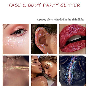 Holographic Body Glitter Gel for Body Face Hair Lip Makeup, Sparkling Glitter Long-Lasting Waterproof Liquid Sequins for Women Girls Perfect for Music Festival Halloween Concerts Art Party(02)