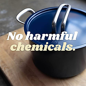 Risa Induction Cookware Pot and Pan Set by Eva Longoria - Nonstick, Ceramic Coating, Stainless Steel Handle Cookware Set - 10 inch Pot, 11 Inch Pan w/Lid - Natural Ivory - Kitchen Sets for Cooking