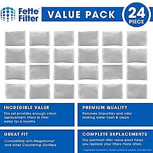 Fette Filter - Countertop Distillers Water Filters Compatible with Megahome and Other Counter Top Water Distiller Models - Pack of 24
