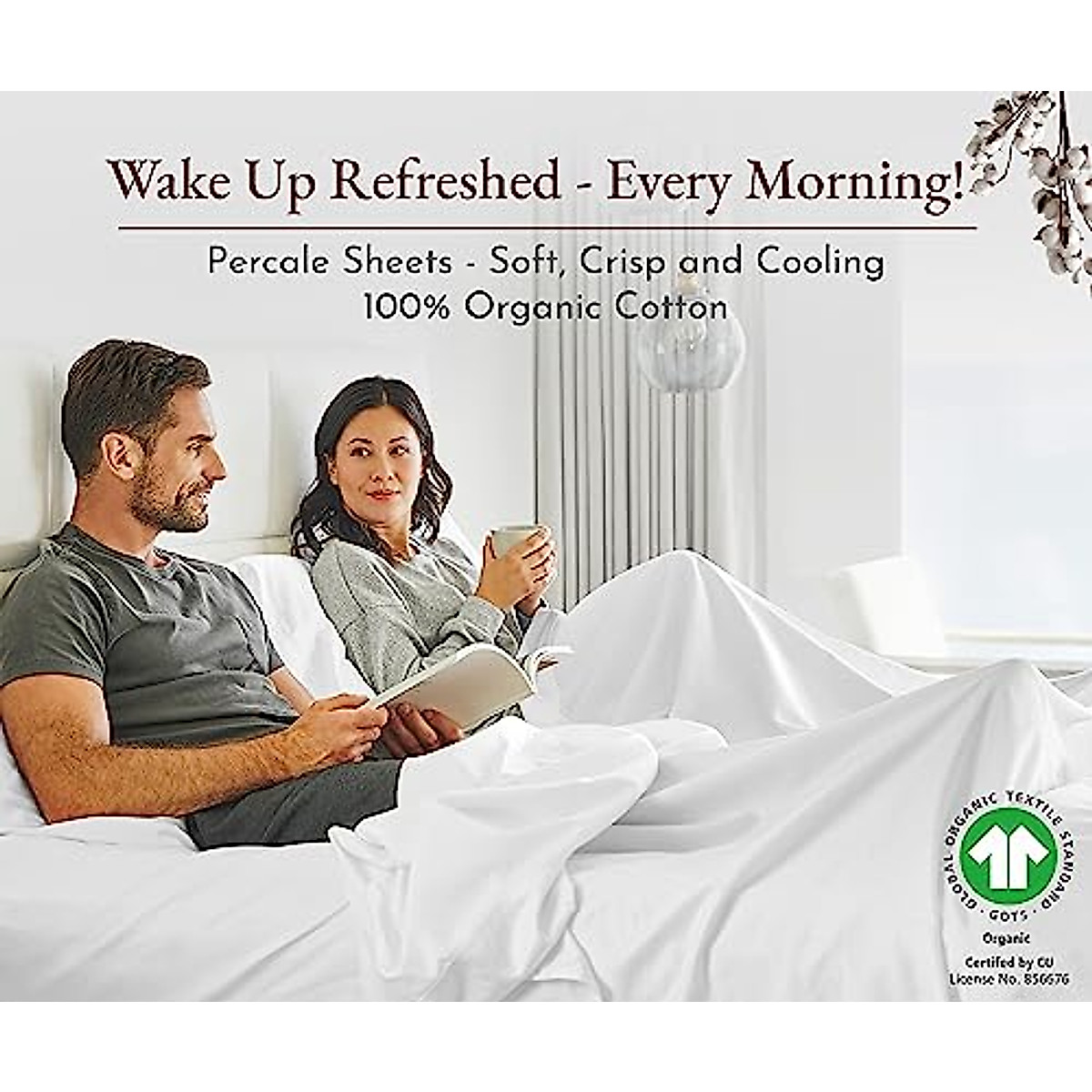 California Design Den Twin Sheets Set, 100% Organic Cotton Sheets - GOTS Certified, Percale Sheets - Soft, Crisp & Cooling Sheets, Deep Pockets, 3 Piece Twin Bed Sheets, White Sheets