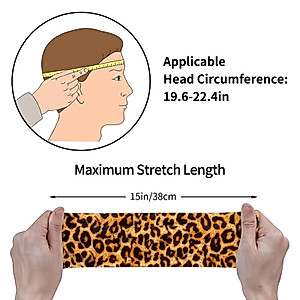 AMRANDOM Animal Leopard Print Sports Headband for Men Sweatband Headband for Running, Cycling, Yoga, Basketball, Stretchy Moisture Wicking Hairband
