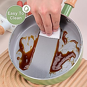 JEETEE 6.3 Inch Ceramic Nonstick Frying Pan, Nonstick Omelette Pan with Heat-Resistant Handle, Induction Small Skillet for Eggs (Beige)