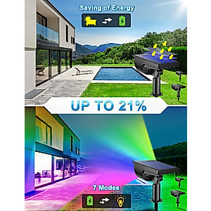 Solar Landscape Spotlights Outdoor, [7 Multicolor] Solar Spotlights Halloween, IP67 Waterproof 2-in-1 Solar Wall Lights for Yard Garden Patio Driveway Pool (4 Pack)