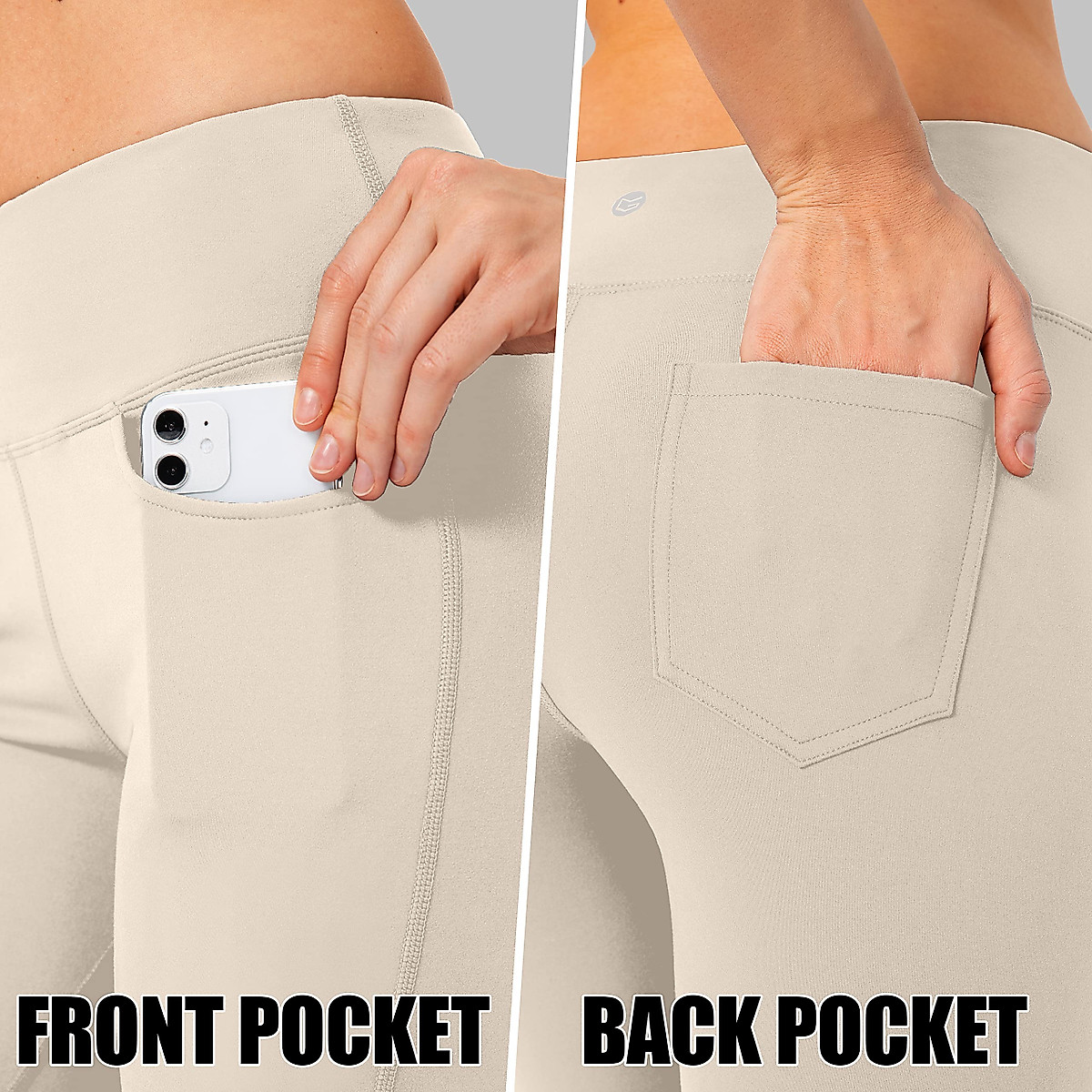 G Gradual Women's Pants with 4 Pockets High Waist Work Pants Bootcut Yoga Pants for Women (Light Khaki, Medium)