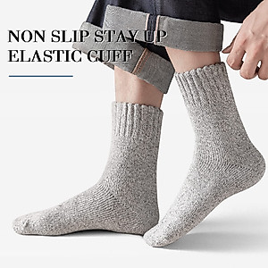 5 Pairs Wool Socks Mens, Warm Winter Socks, Soft Wool Hiking Socks, Casual Crew Socks for Men