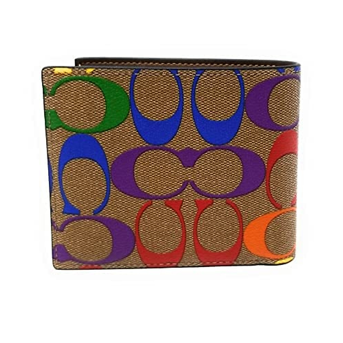 Coach Men's 3 in 1 Wallet (Signature Canvas, Rainbow - Khaki)