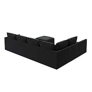 HONBAY Modular Sectional Sofa with Storage Ottoman Velvet Modular Couch with Reversible Chaise L Shape Sectional Couches for Living Room,Black
