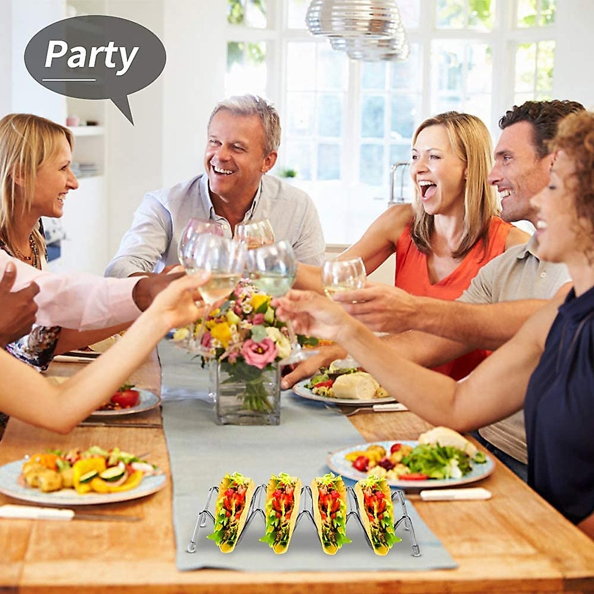 Taco Holders set of 2,Stainless Steel Taco Shell Holder Stand,Taco Tray Plates for Taco Bar Gifts Accessories,Holds 4 Tacos Each,Oven Safe for Baking, Dishwa sher and Grill Safe