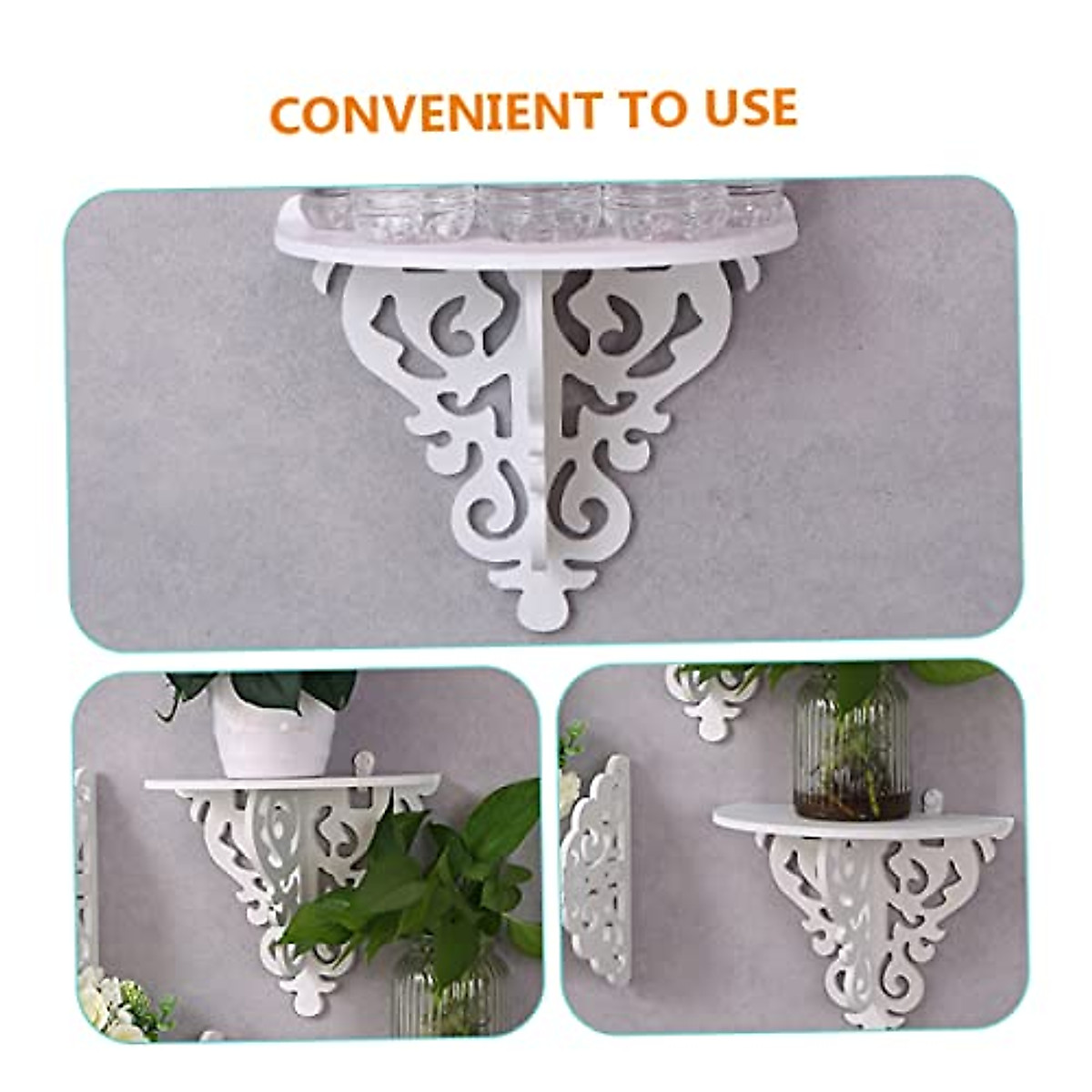 Cabilock 2pcs Flower Bracket Nursery Style Bedroom Office Organizer Vintage Pot Bathroom Carving Kitchen Decorative Sundries Wall-Mounted Retro Flowerpot Organization Home Decor Living