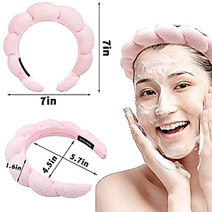 XSHYE Spa Headband for Women Girls Makeup Headband Sponge Terry Towel Cloth Fabric Headband for Washing Face,Skincare,Shower Hair Accessory (2 Pack - Pink+Blue)