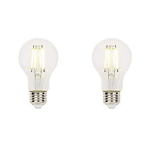 Westinghouse 5316500 6.5 Watt (60 Watt Equivalent) A19 Dimmable Clear Filament LED Light Bulb, Medium Base, Single (Pack of 2)