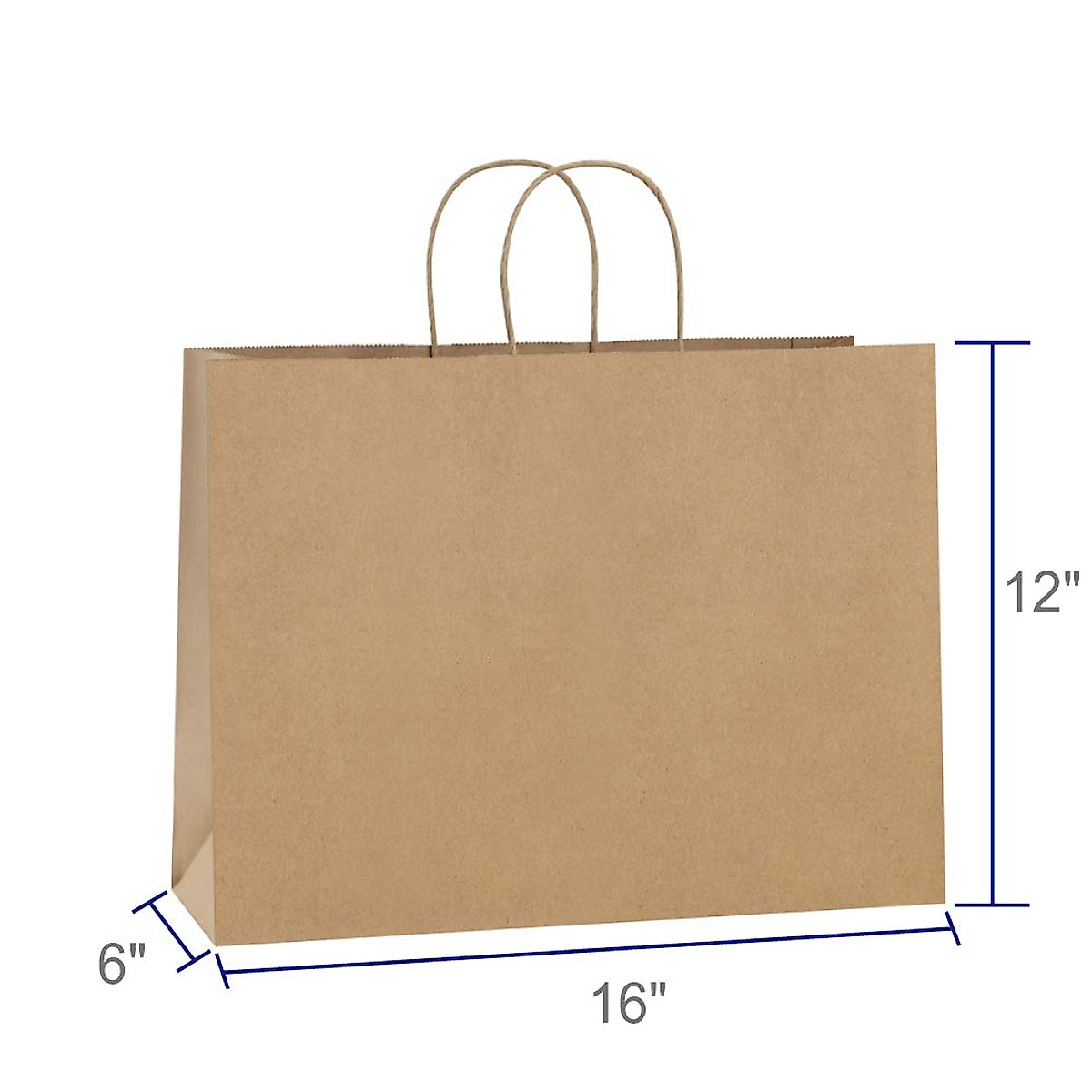 BagDream 16x6x12 Large Kraft Paper Gift Bags with Handles Brown Paper Bags for Shopping, Grocery, Retail, Merchandise, Recycled Paper Bags Sacks (Thicken, 25Pcs)