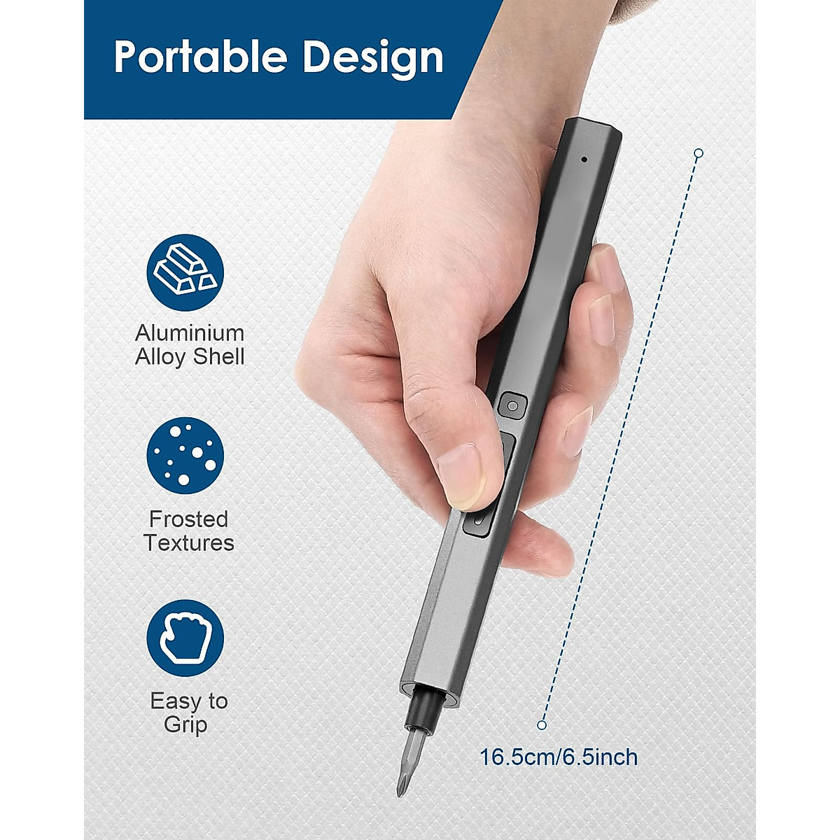 Vastar Mini Electric Screwdriver, 42 in 1 Cordless Precision Screwdriver Set with 34 Magnetic Precision Bits, Rechargeable Portable Repair Tool Kit with LED Lights for Phones Laptops Glasses Camera