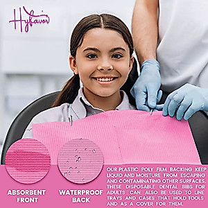 Dental Bib(125 Pack) – Pink Dental Bibs Disposable – Multipurpose & Waterproof Tattoo Bibs – Soft & Flexible Pink Bibs for Dental Tray Covers – 3-Layer Protection Nail Napkins for Acrylic (Pink)