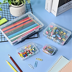 Mauproy 24 Pack Mixed Sizes Small Plastic Storage Containers, Mini Rectangular Small Items Organizer Boxes with Hinged Lids and Labels for Craft Jewelry Beads