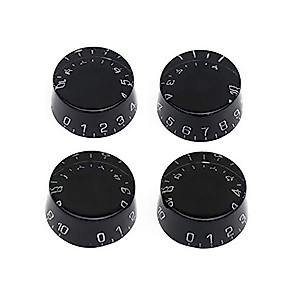 Metallor Electric Guitar Top Hat Knobs Speed Volume Tone Control Knobs Compatible with Les Paul LP Style Electric Guitar Parts Replacement Set of 4Pcs Black.